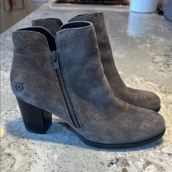 Born | Shoes | Born Charcoal Suede Ankle Booties Boots Size 65 | Poshmark